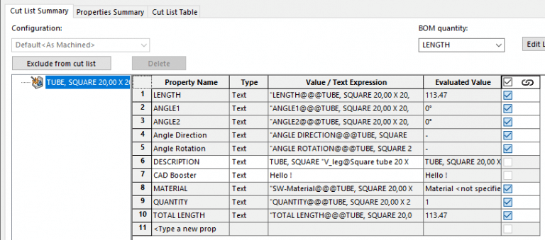 How to work with custom properties (and cut lists) - CAD Booster